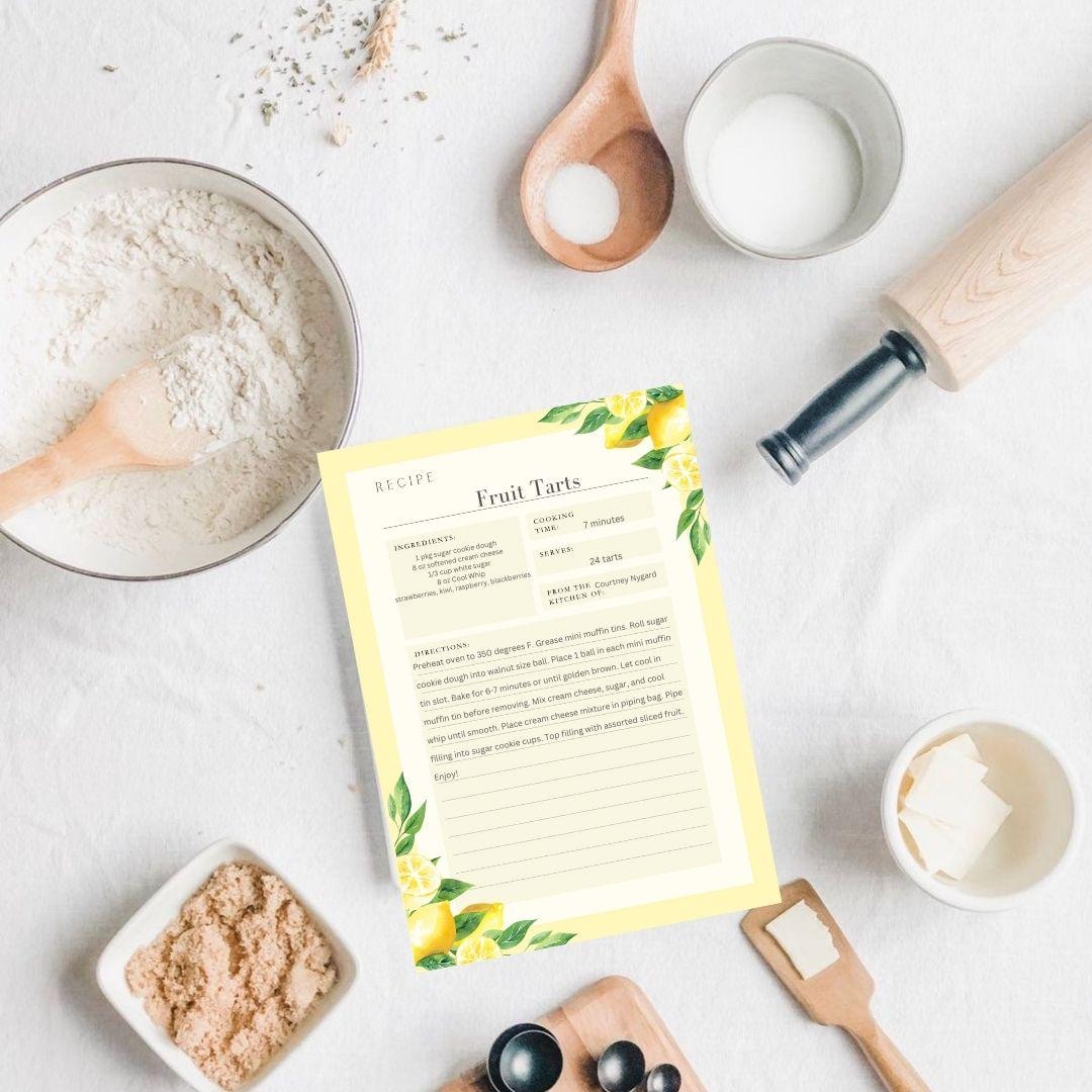 Lemon Recipe Card Template | Editable and Printable | A4/US Letter ...