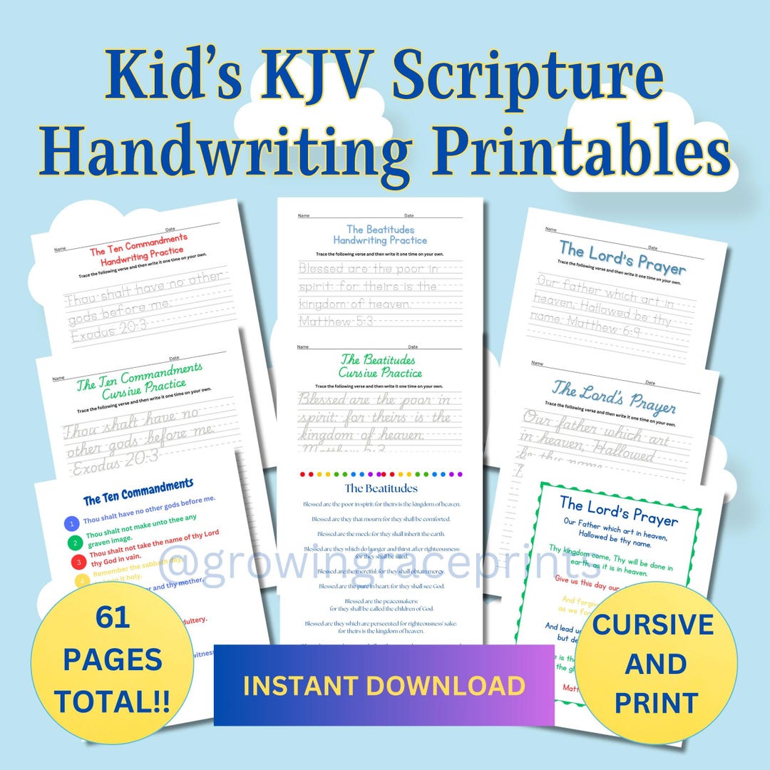 Kids Scripture Printable Bundle - Preschool + Kindergarten + 1st 2nd ...