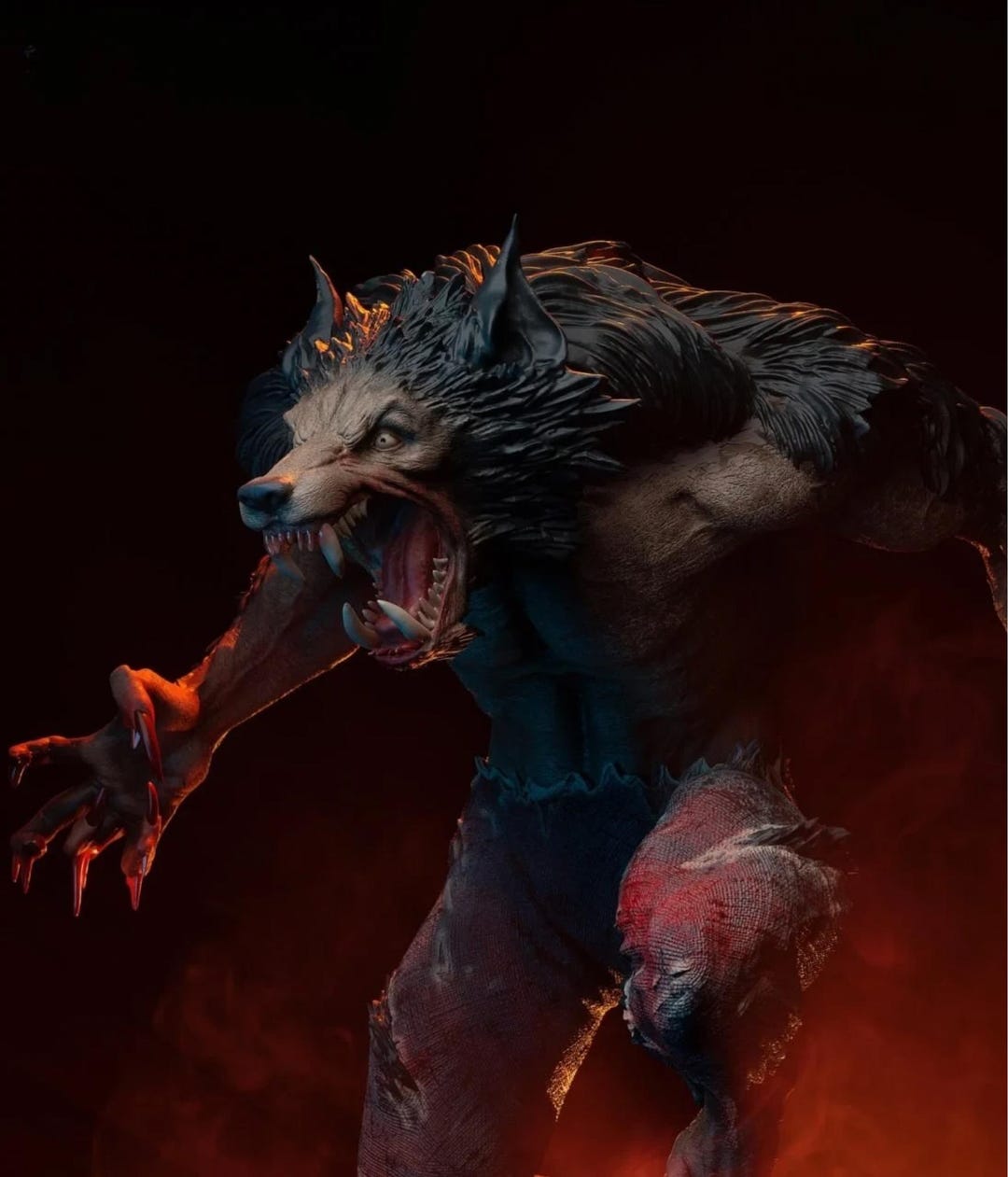 Resin Wild Werewolf Statue | Gothic Supernatural Creature | Fantasy ...