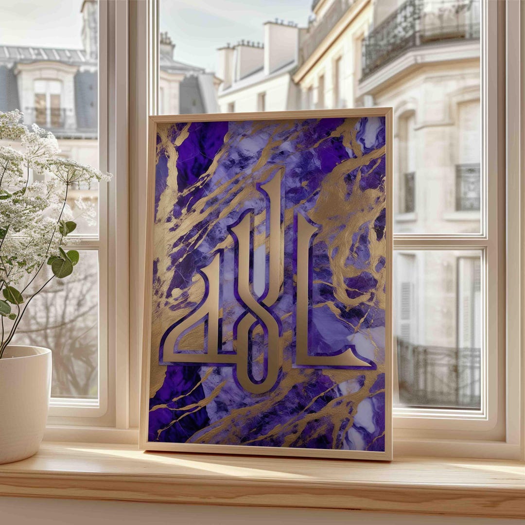 Elegant Purple & Gold Allah Islamic Wall Art Print - Digital Download ...