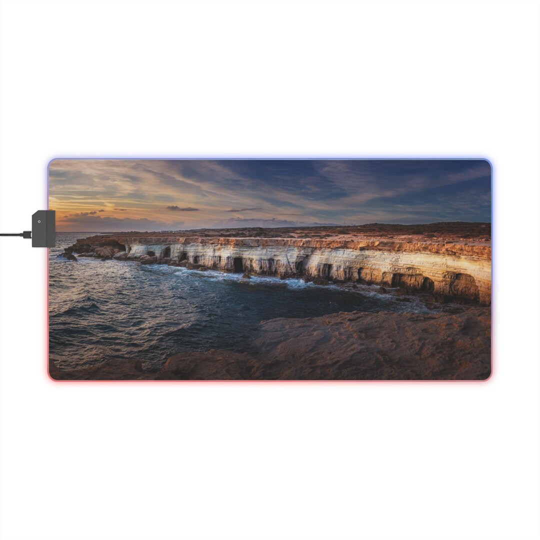 LED Gaming Mouse Pad With Ocean Sunset Design, Game Room Decor, Ideal ...