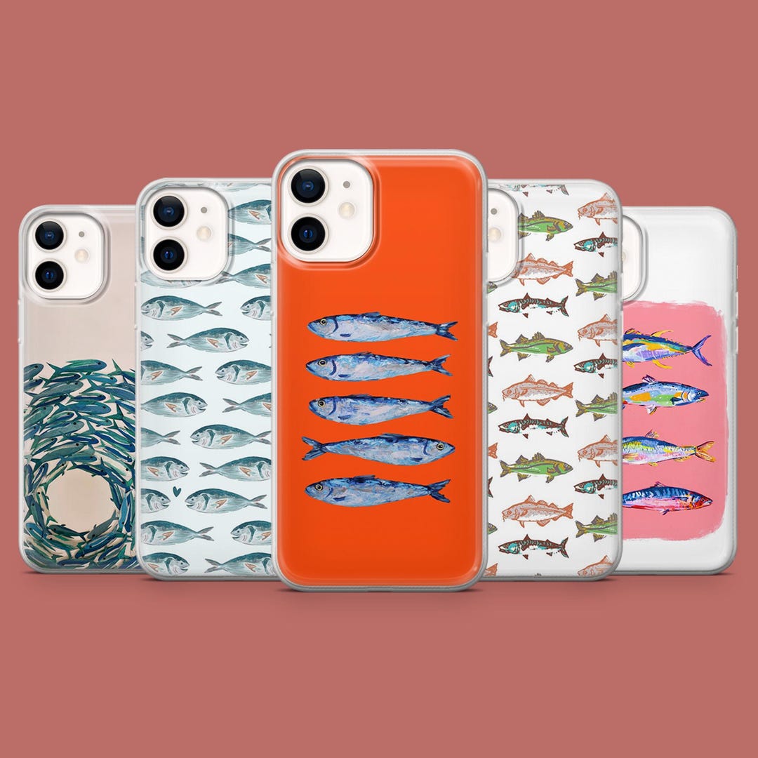 Fish Phone Case Retro Sardine Aquatic Cover for iPhone 16pro, 15, 14 ...