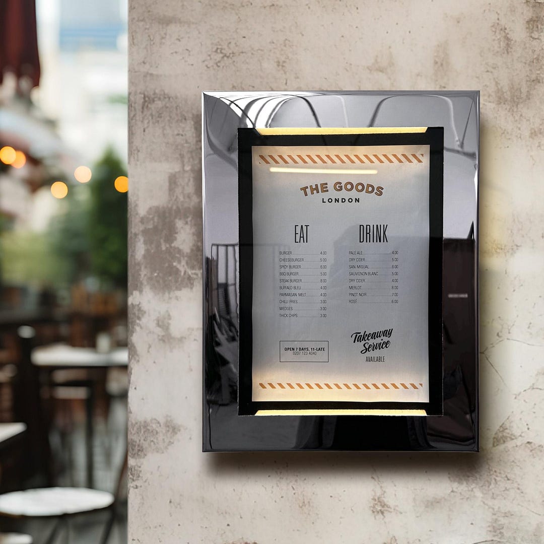 Chrome Lockable Illuminated Menu Case. - Etsy