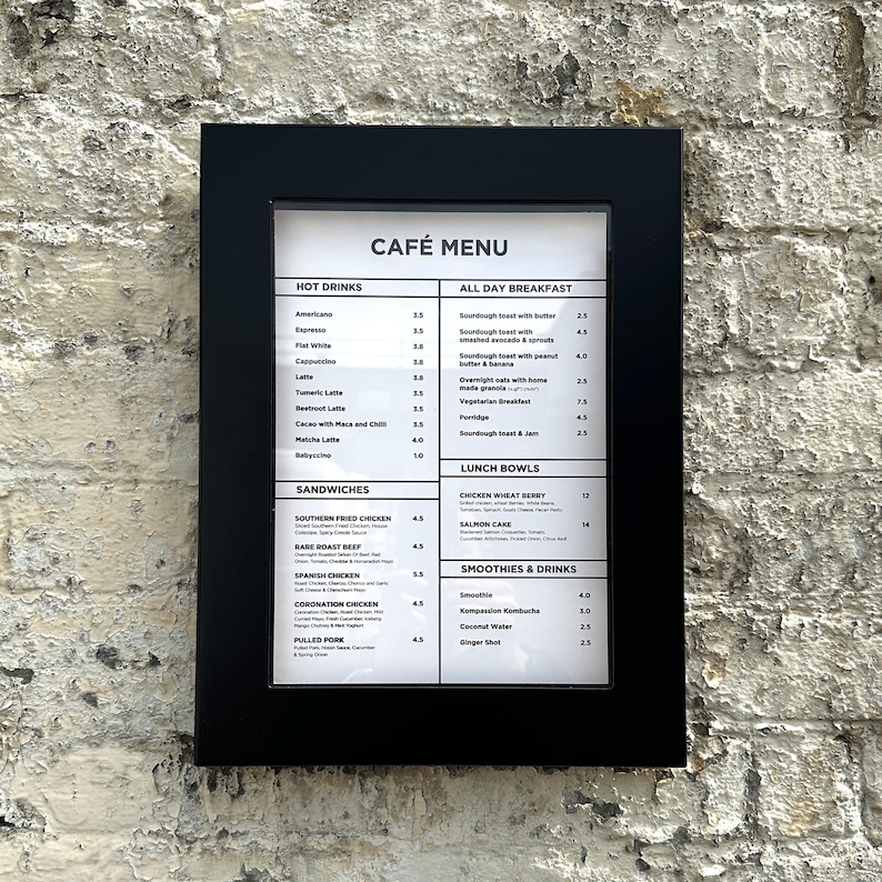 Black Illuminated Slimline Exterior Menu Box (A4/A3 Portrait/landscape ...