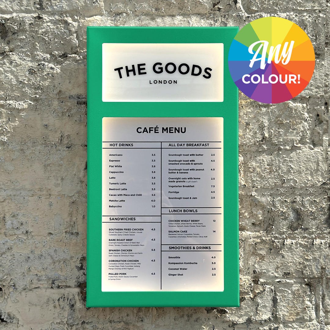 Choose Any Colour and Add Your Logo Branded Illuminated Menu Box ...