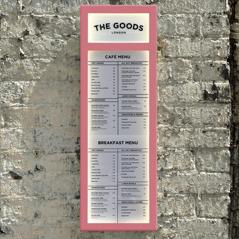 The Streatham' - Branded Exterior Menu Box - Any RAL Colour! (2x A4 ...