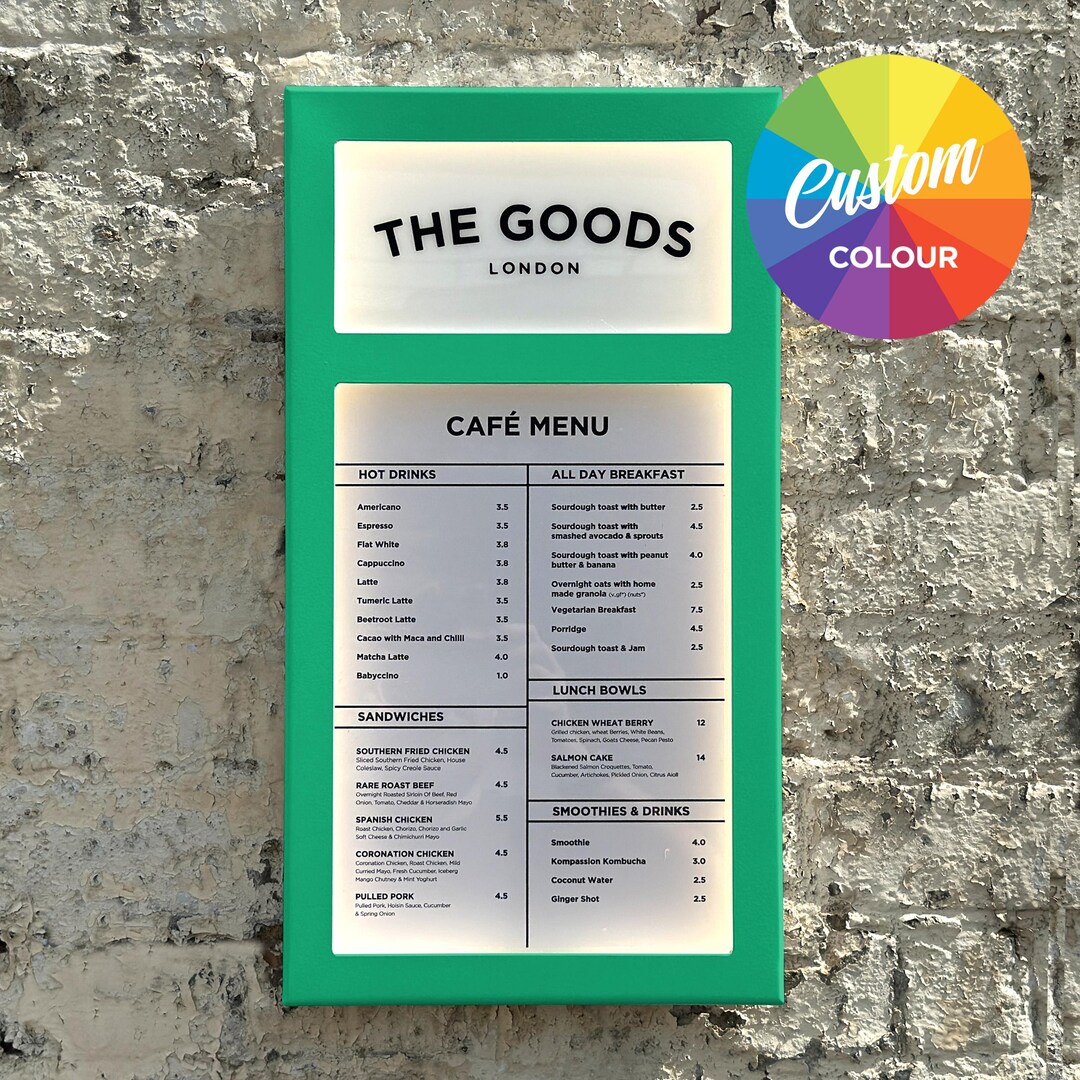 Branded Illuminated Menu Display Case A4 Portrait Choose From 200 ...