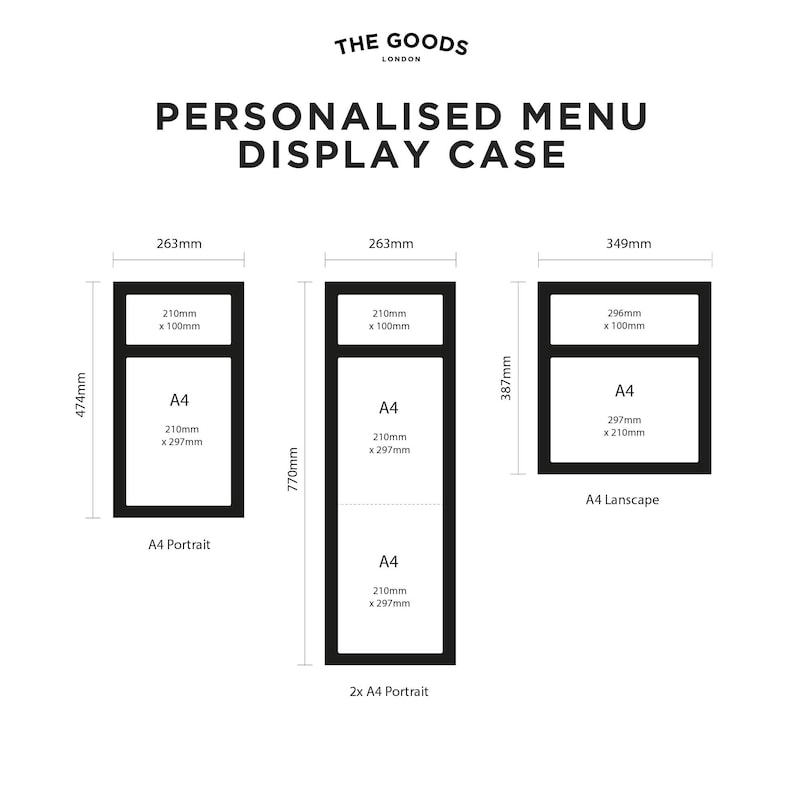 Branded Illuminated Menu Display Case (A4 Portrait) - Black Exterior ...