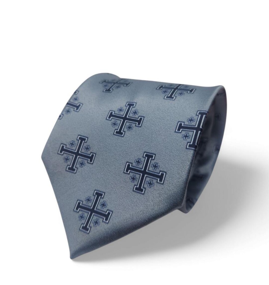 Blue Jerusalem Cross Necktie With White Accents - Etsy