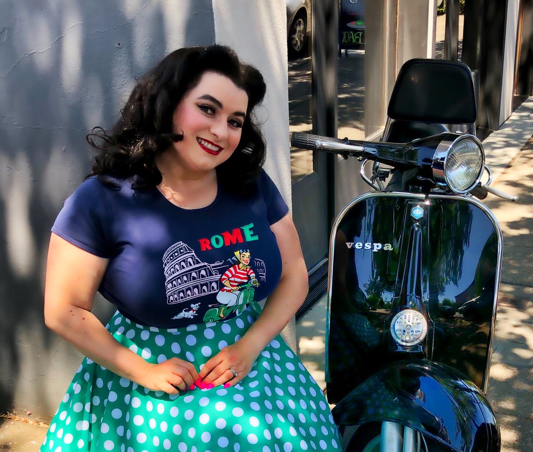 Retro Rome Italy Vespa Pinup Girl Style Vintage Ladies T-shirt ...