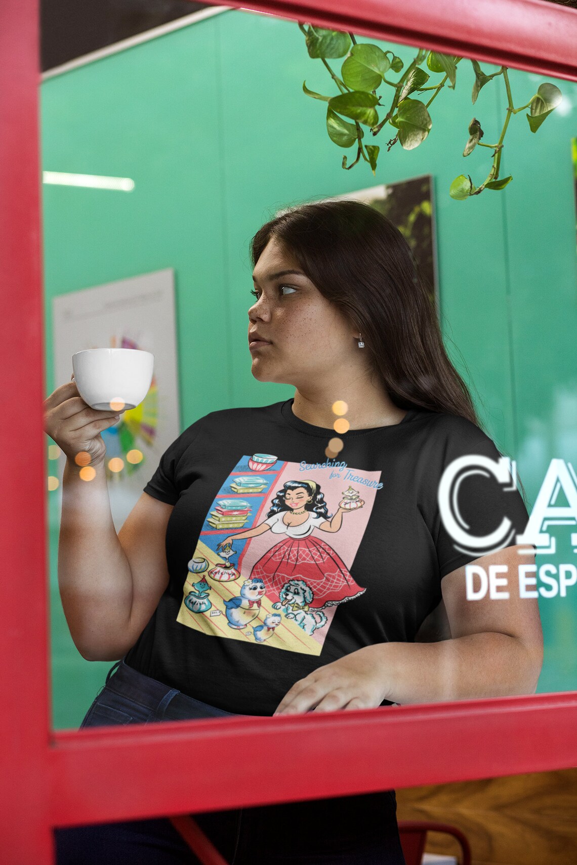 Vintage Kitsch Shopping Ladies T-shirt Black Pinup | Etsy