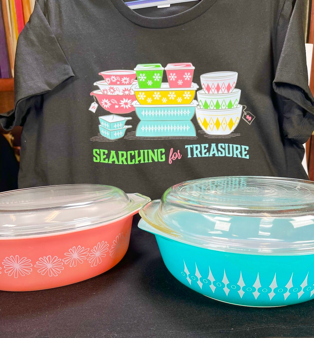 Pyrex T-shirt Pink Daisy Flannel Flowers Agee Retro Mid Century Short ...