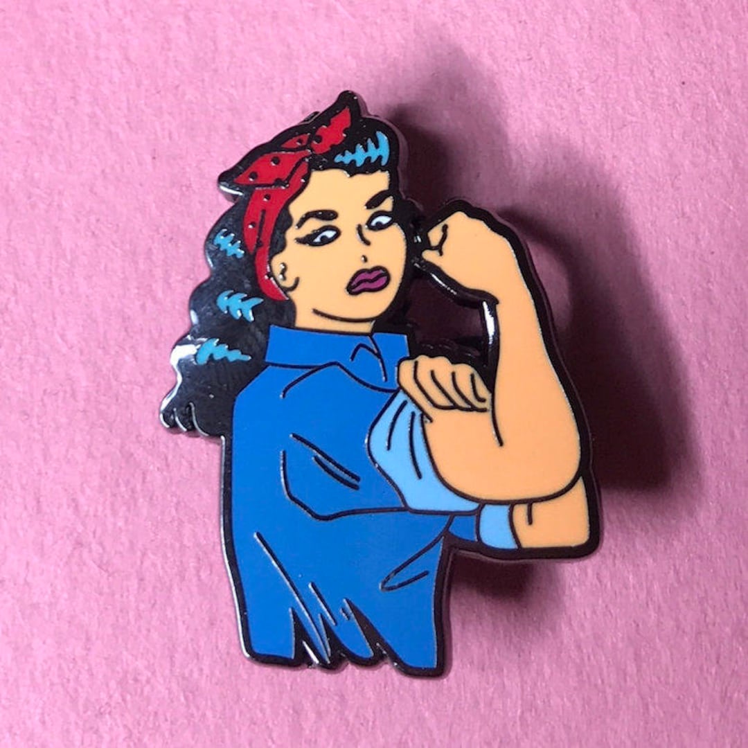 Retro Pinup Rosie Brooch 1950s Rockabilly WW2 Pin Viva Women Woman ...