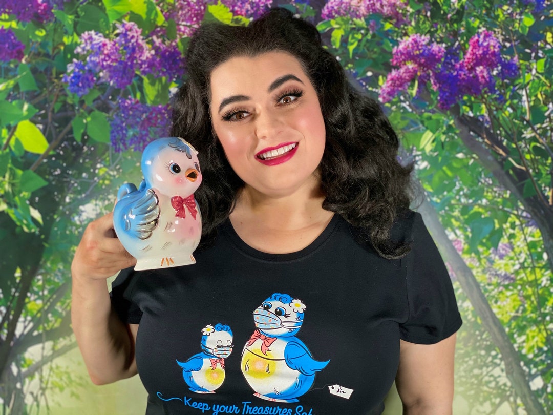 Vintage Lefton Bluebird Pinup Girl Keep Your Treasures Safe T-shirt ...