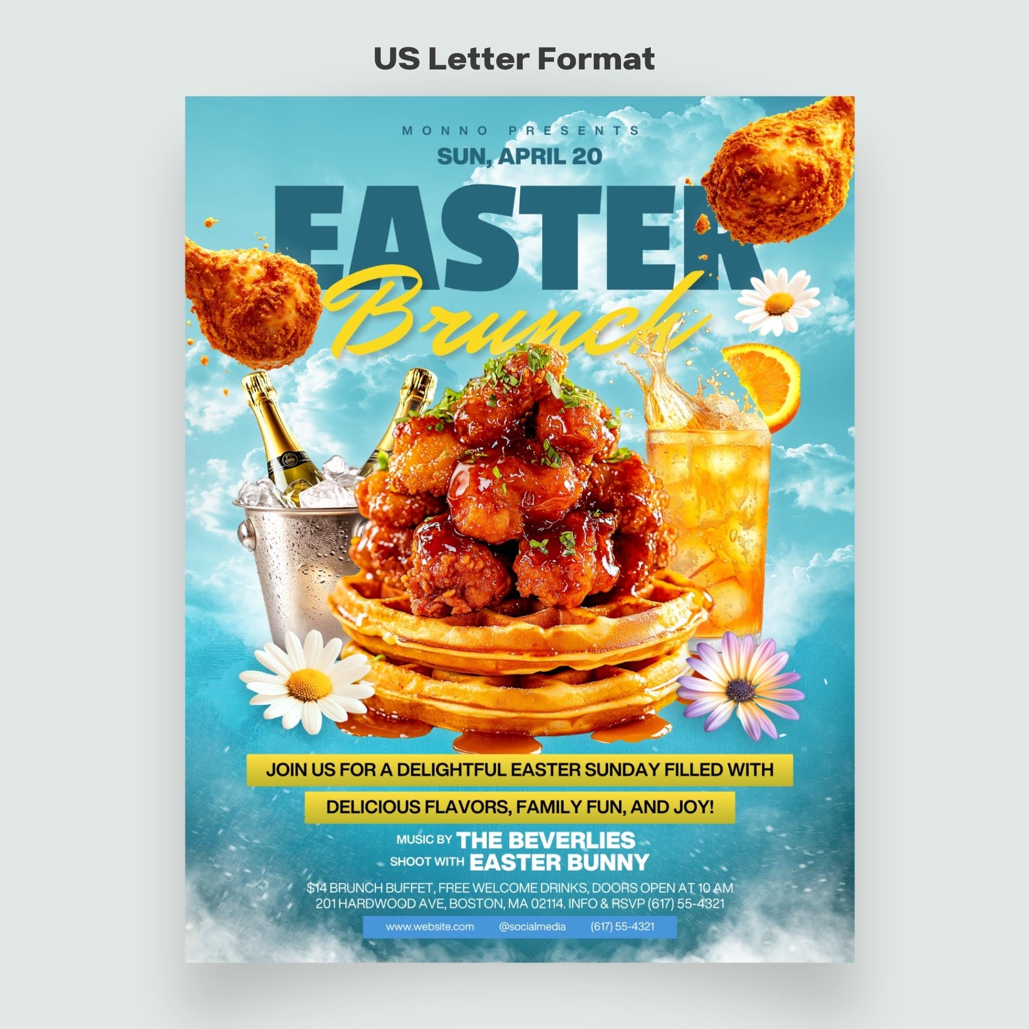 Easter Brunch Flyer Canva Template | Easter Brunch Restaurant Canva ...