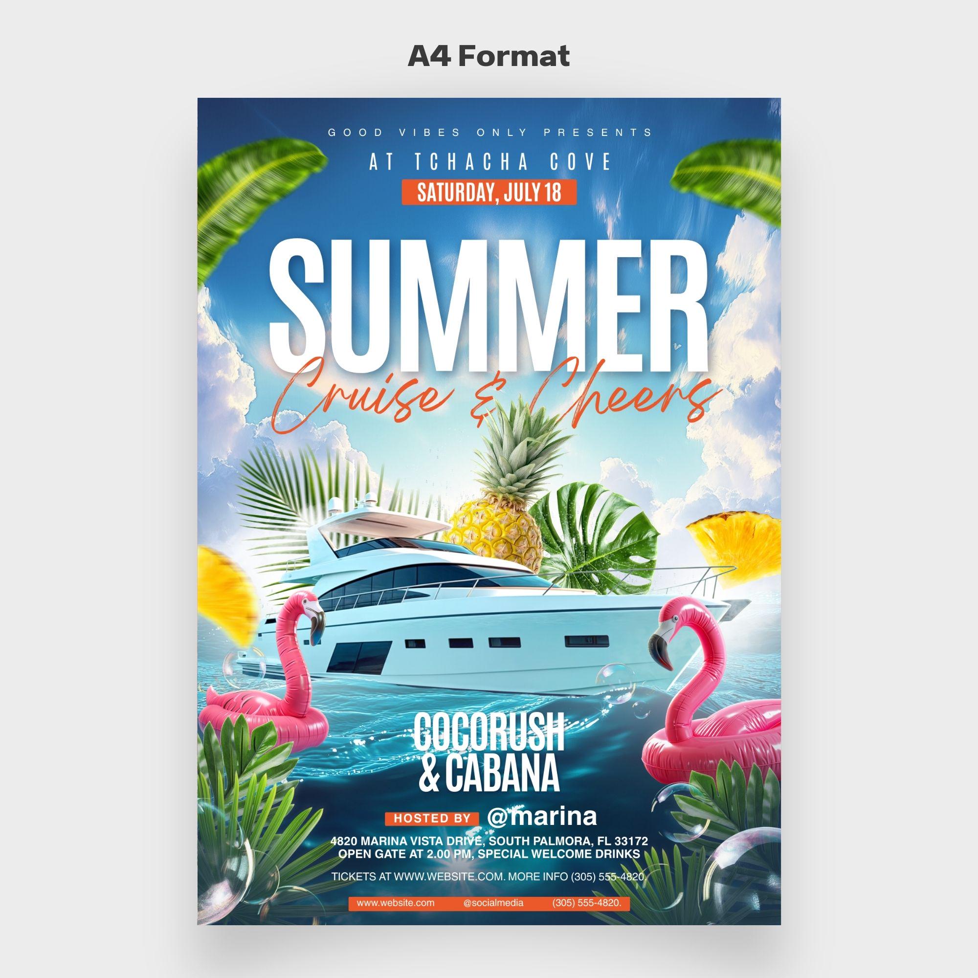 Summer Party Flyer Canva Template | Cruise Party Flyer Template | Yacht ...