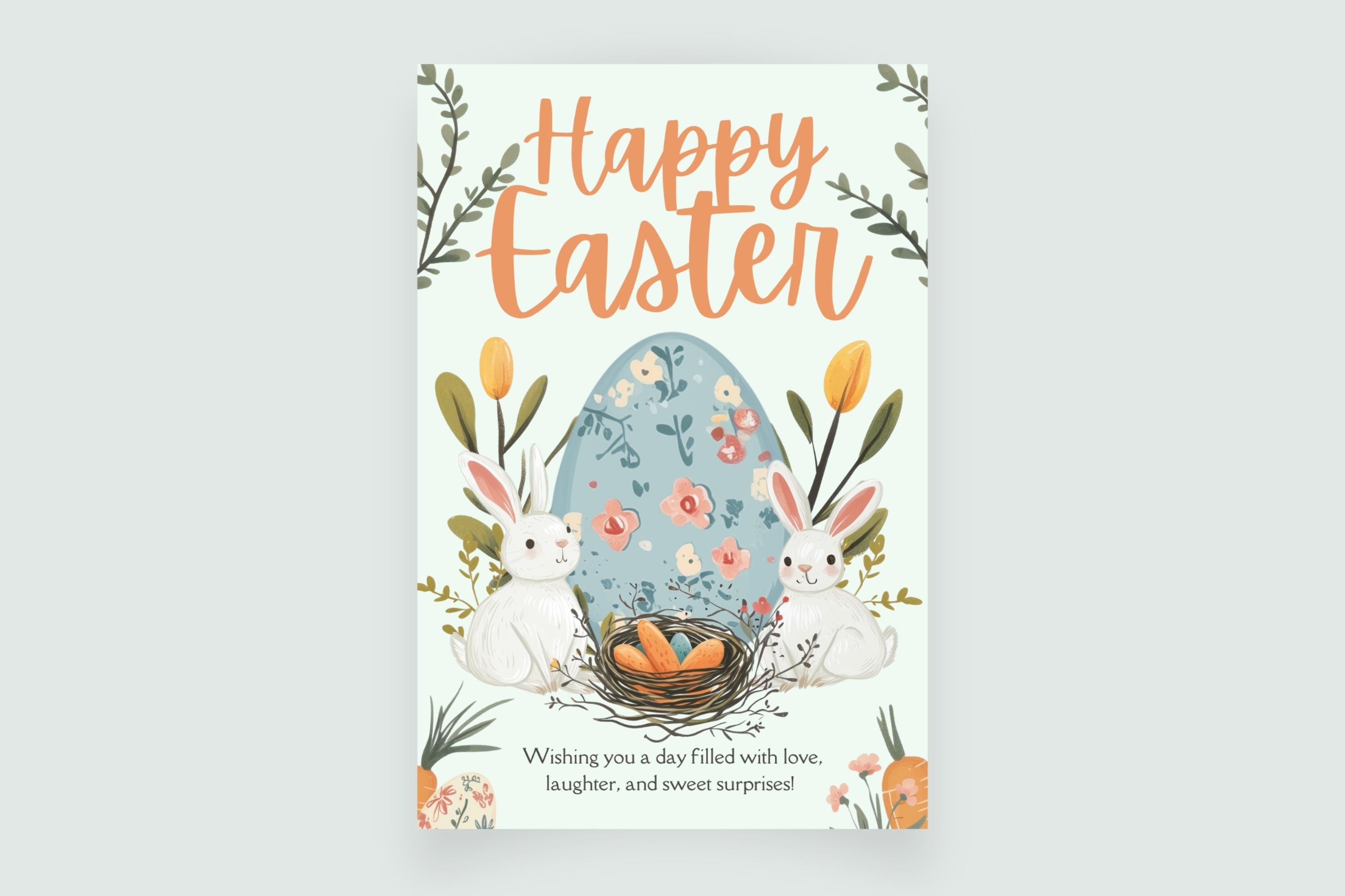 Easter Card Canva Template | Cute Happy Easter Template | Printable ...