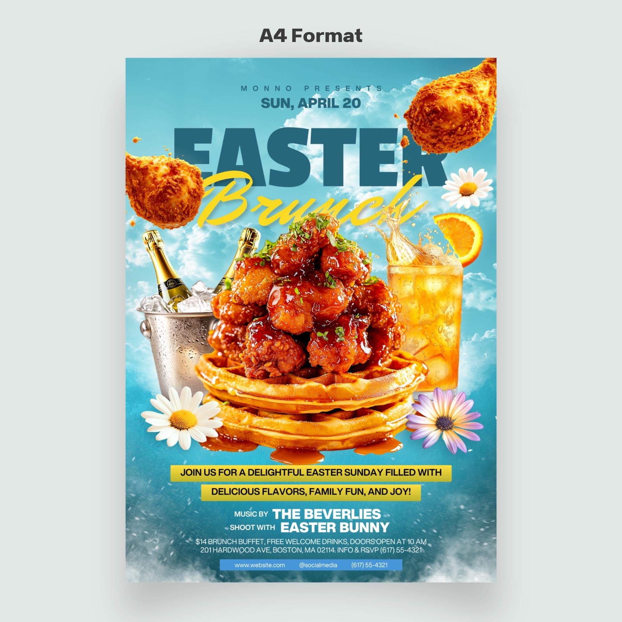 Easter Brunch Flyer Canva Template | Easter Brunch Restaurant Canva ...