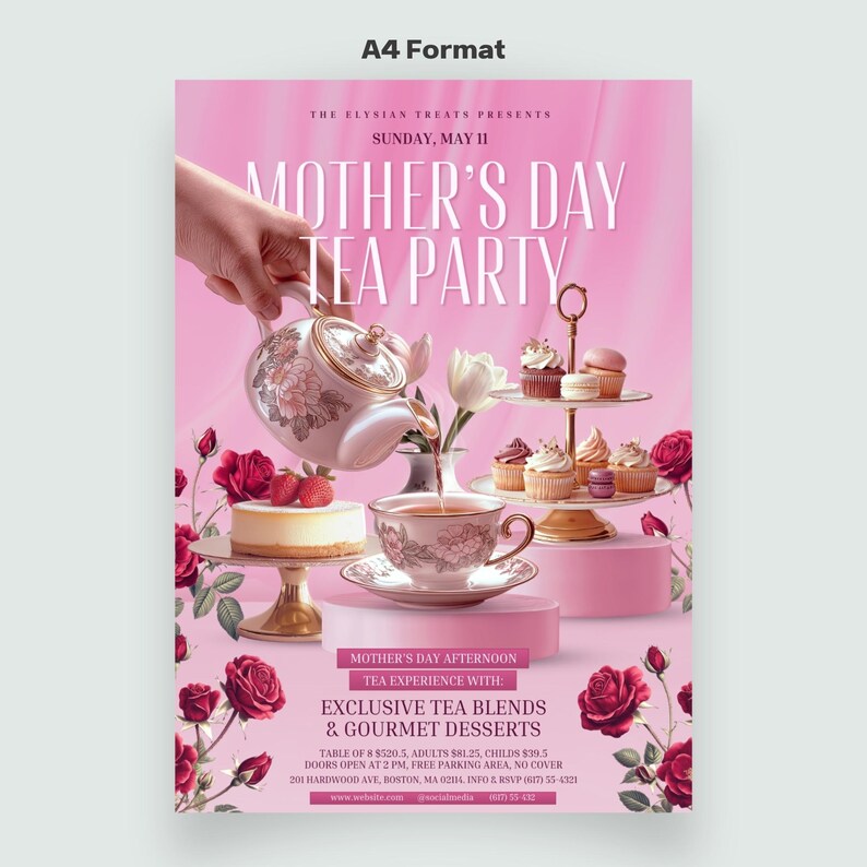 Mother’s Day Tea Party Flyer Template | Tea Party Flyer Template Canva ...