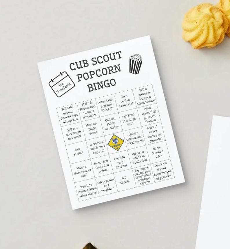 Cub Scout Popcorn Selling Bingo - Etsy