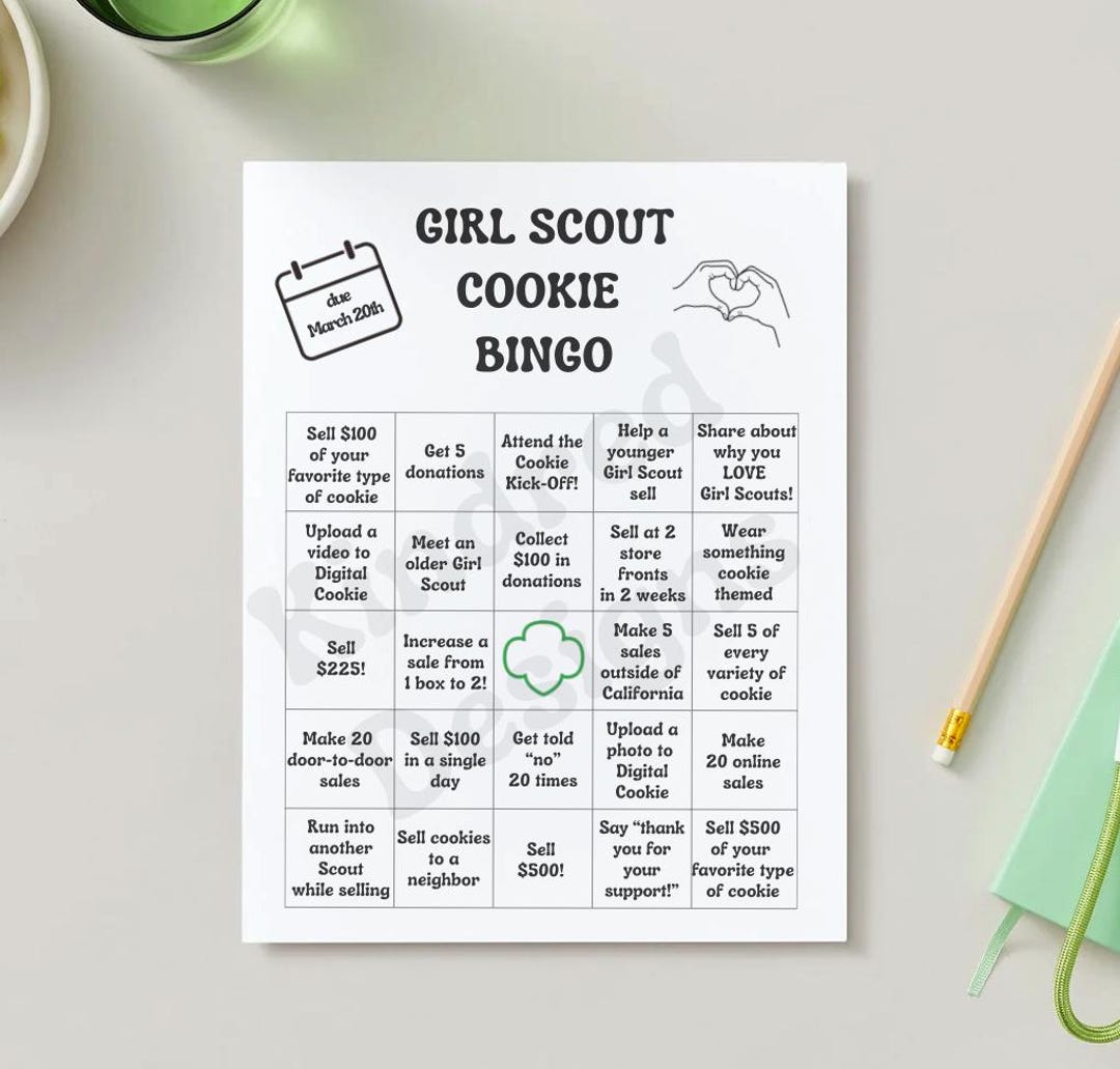 Girl Scout Cookie Selling Bingo Card - Etsy