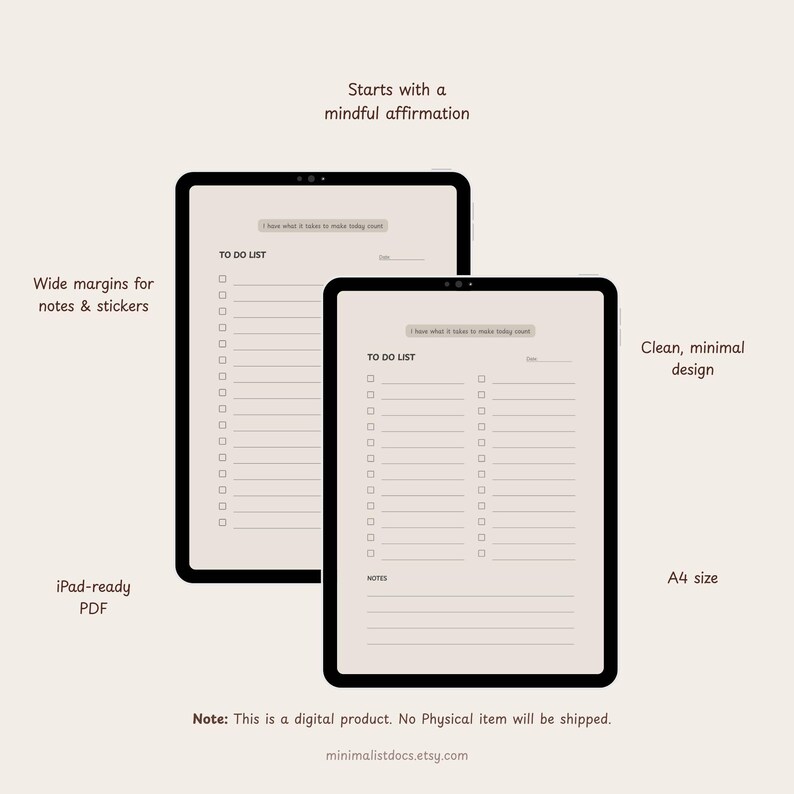 Minimalist To-do Lists for Goodnotes: 2 Layouts, 5 Colors (PDF Download ...