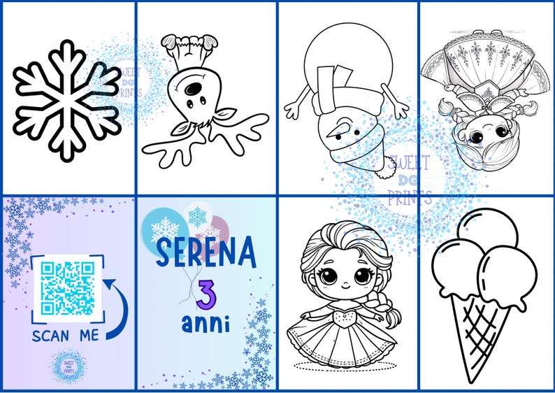 Mini Coloring Book, Folding Book, Children's Party Booklet, Digital ...