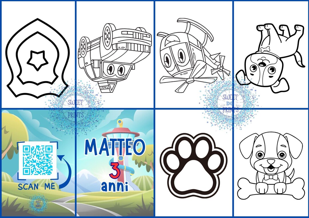 Mini Coloring Book, Folding Book, Children's Party Booklet, Digital ...