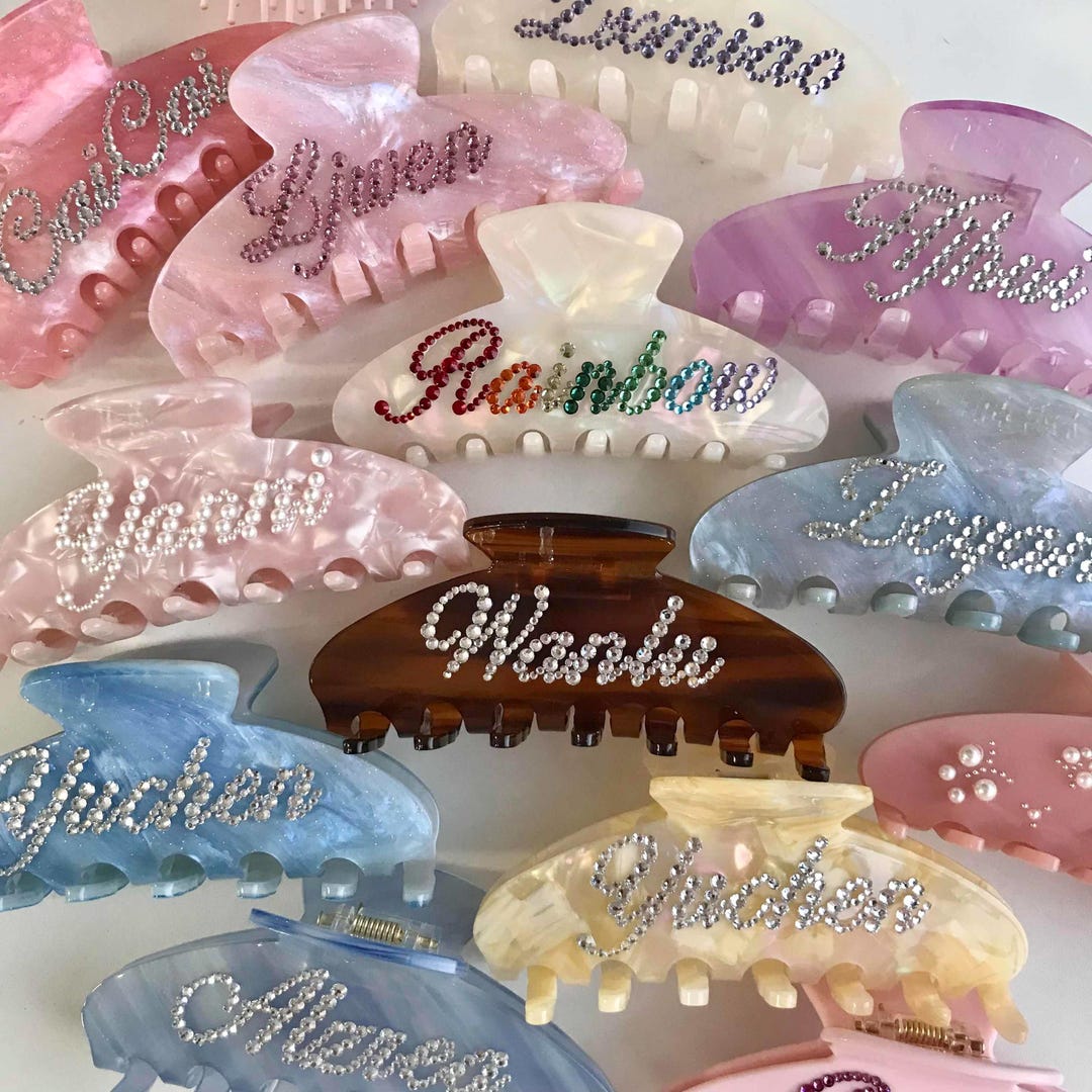 Custom Name Hair Claw Clip: Rhinestone Personalized Hair Accessory - Etsy