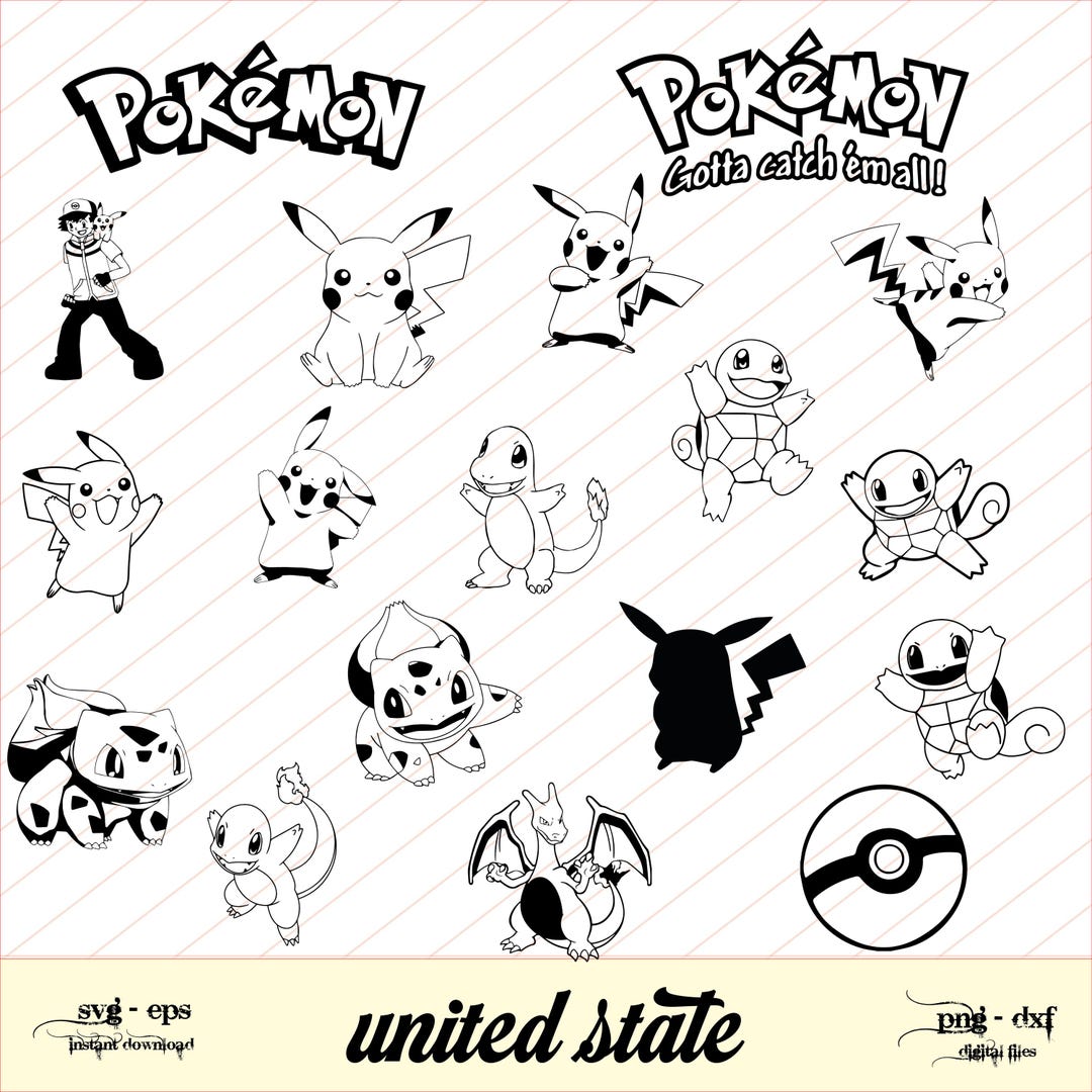 Pokemon Svg Bundle, Cartoon Svg Bundle, Pokemon Clipart, Pokemon ...