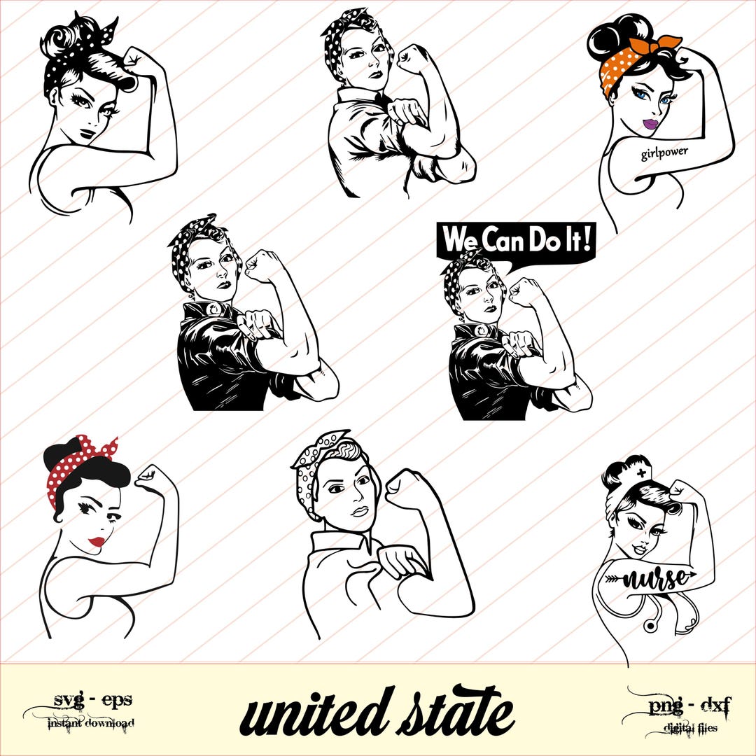 Rosie the Riveter Svg Bundle, Riveter Rosie Svg, Woman Empowerment ...