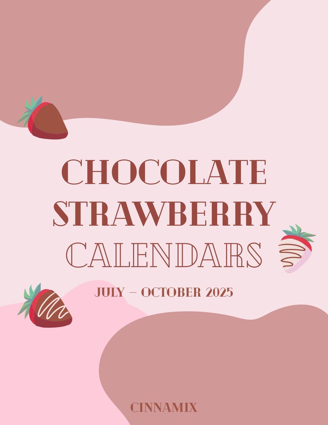 Chocolate Strawberry Themed Printable Calendar | Cute Aesthetic Planner ...
