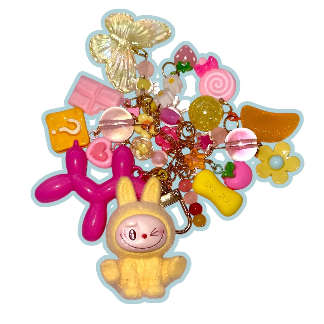 Labubu Fuzzy Figurine Handmade Keychain - Etsy