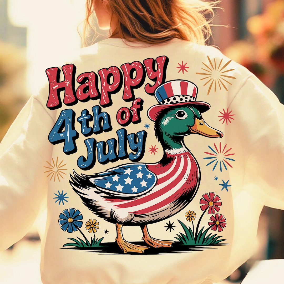 Happy 4th of July Duck PNG – Patriotic USA Flag Clipart With Fireworks ...