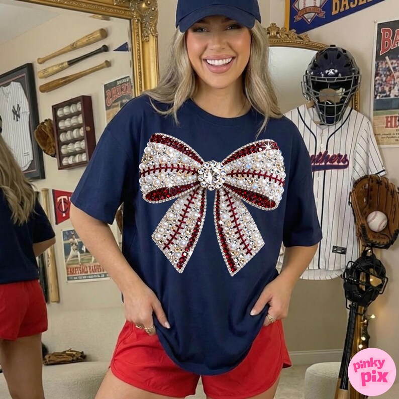 Rhinestone Baseball Bow PNG: Game Day Sparkle Bling Crystal Mosaic ...