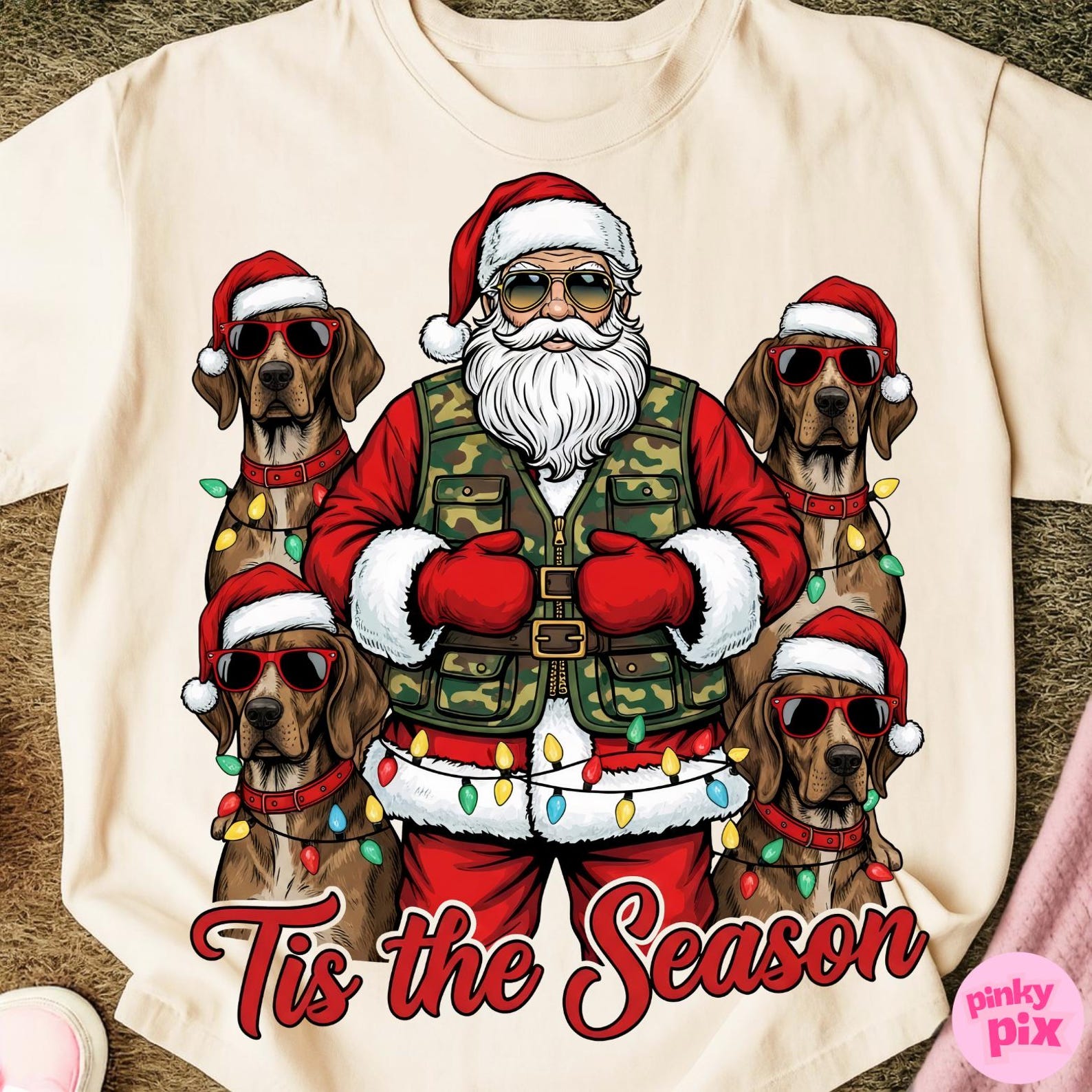 Santa Hunting Dogs PNG: Tis the Season Christmas Sublimation Design - Etsy