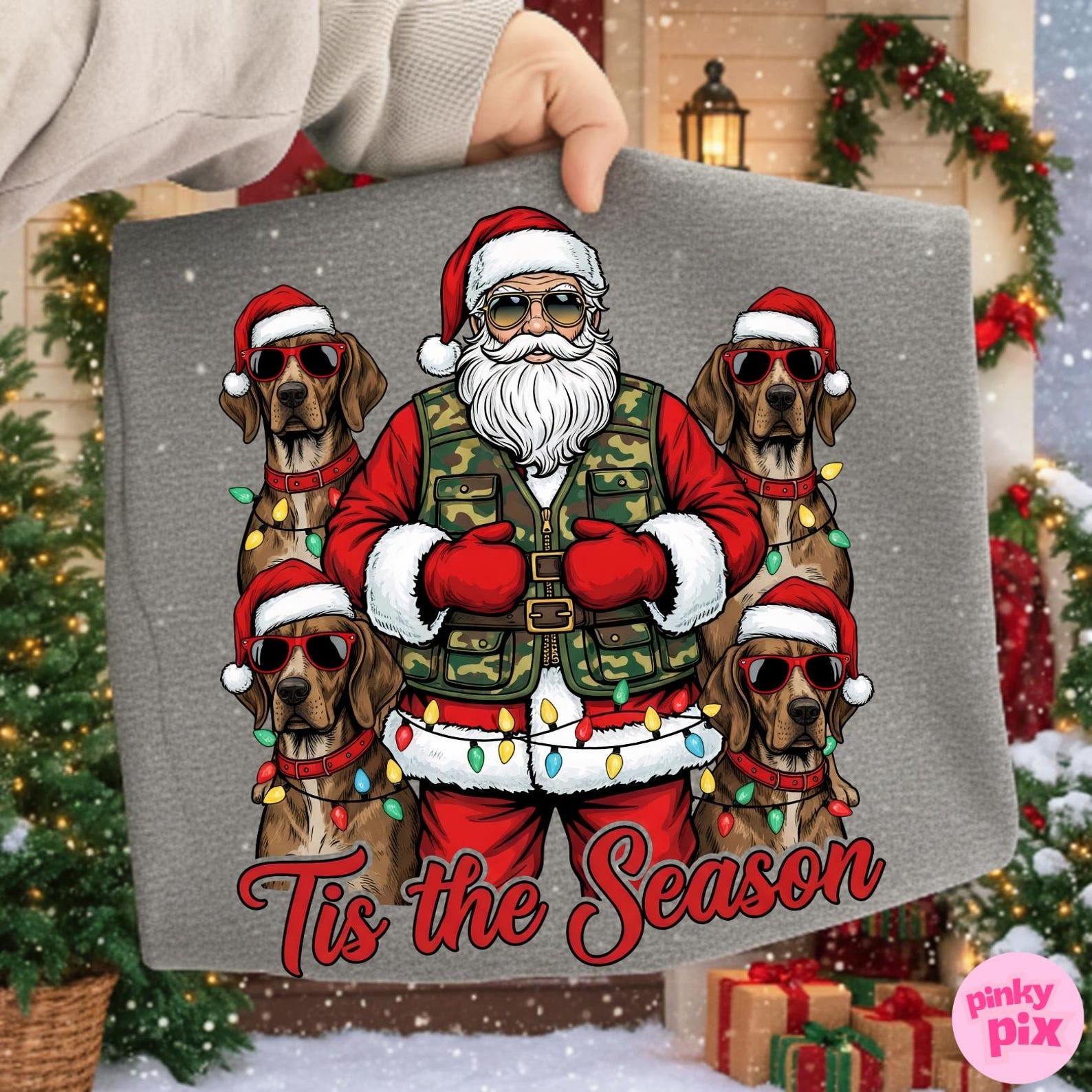 Santa Hunting Dogs PNG: Tis the Season Christmas Sublimation Design - Etsy