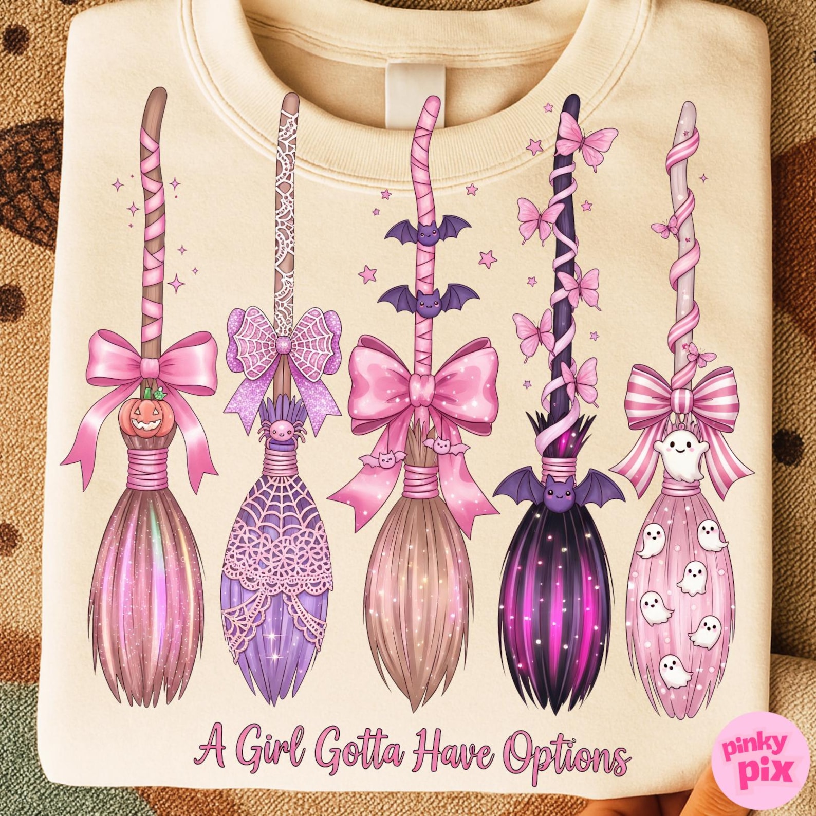 A Girl Gotta Have Options Witch Brooms Png, Pink Coquette Girly ...