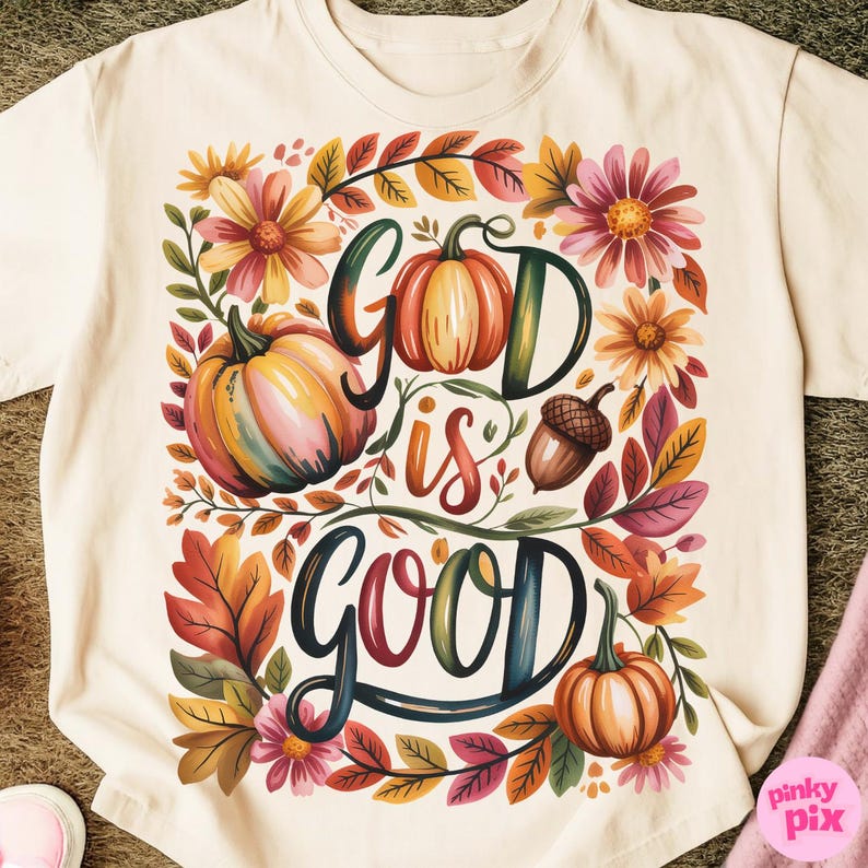 God is Good Png, Boho Floral Christian Fall Shirt Png, Thankful Floral ...