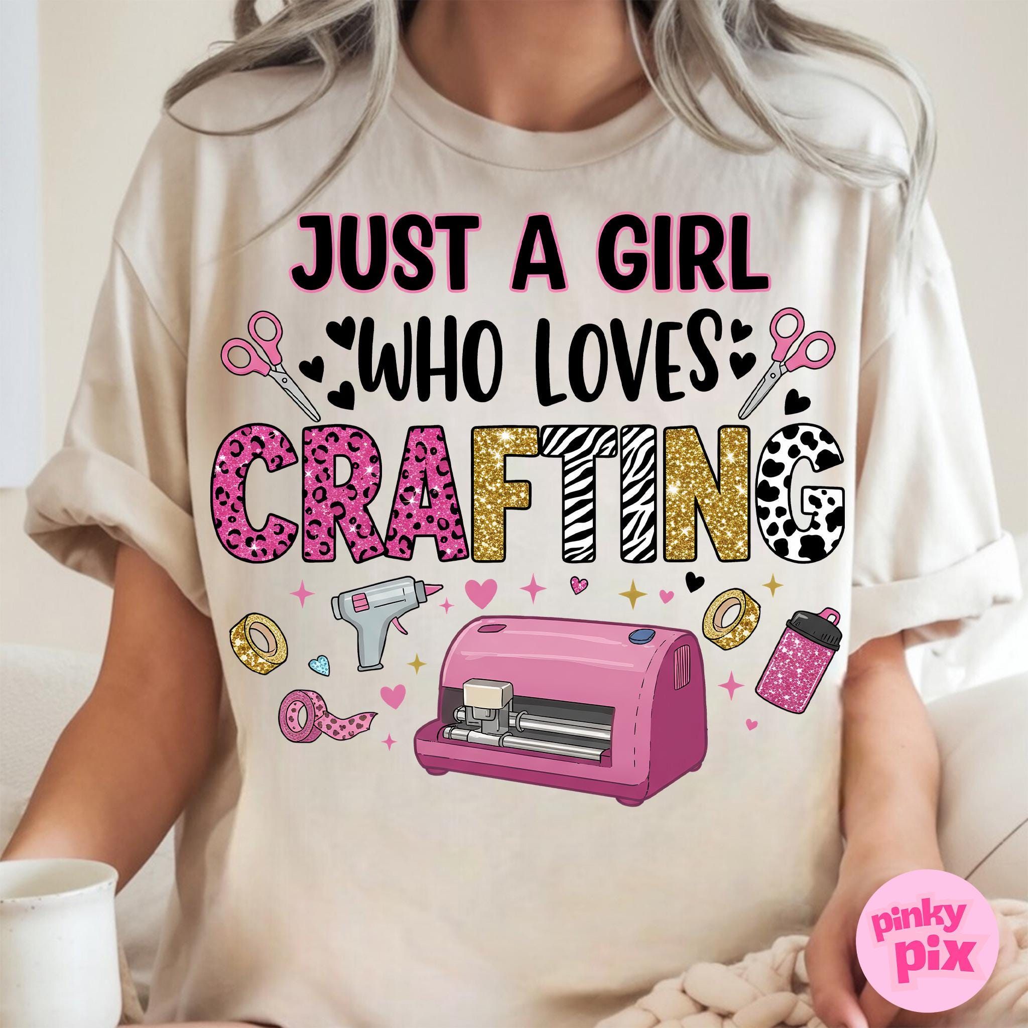 Just A Girl Crafting PNG, Glitter Pink Craft Clipart, Zebra Leopard HTV ...