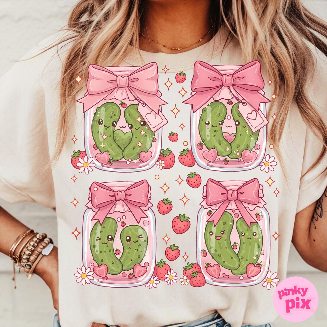 Kawaii Pickle PNG, Cute Strawberry Pickles in Jar, Pink Valentine Food ...