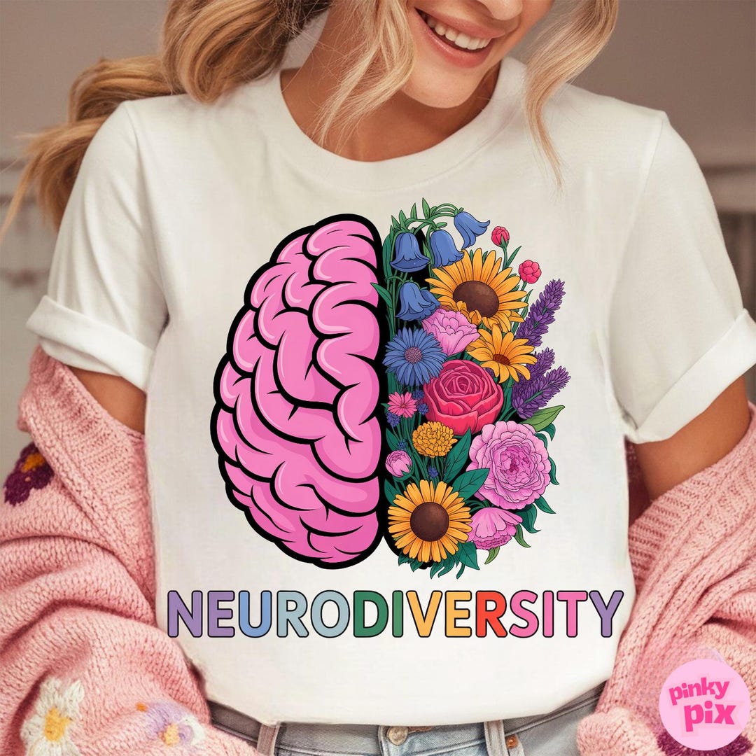 Neurodiversity Brain Flowers PNG | Mental Health Clipart | Instant ...