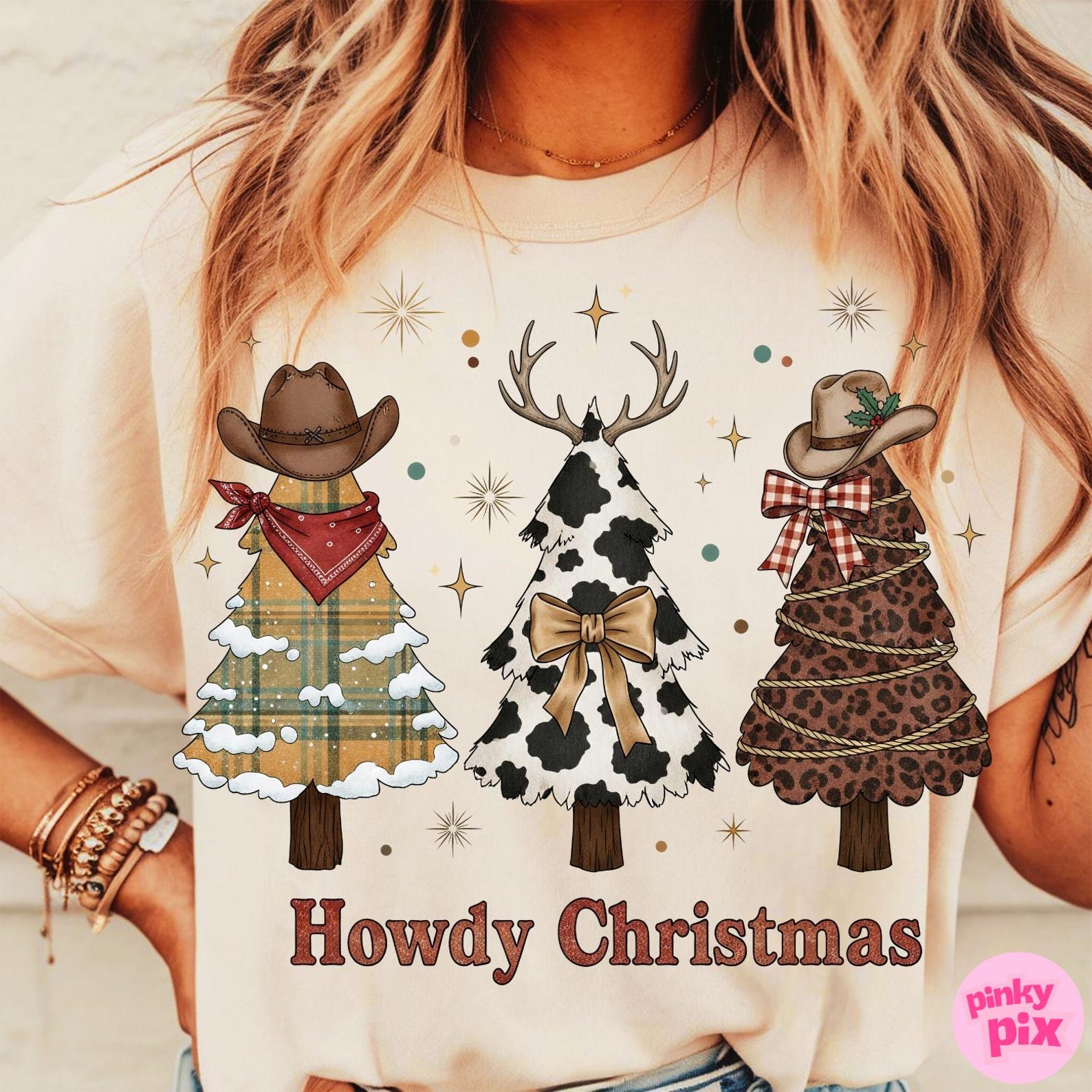 Howdy Christmas Png, Western Cowboy Christmas Trees Png, Cow Print ...