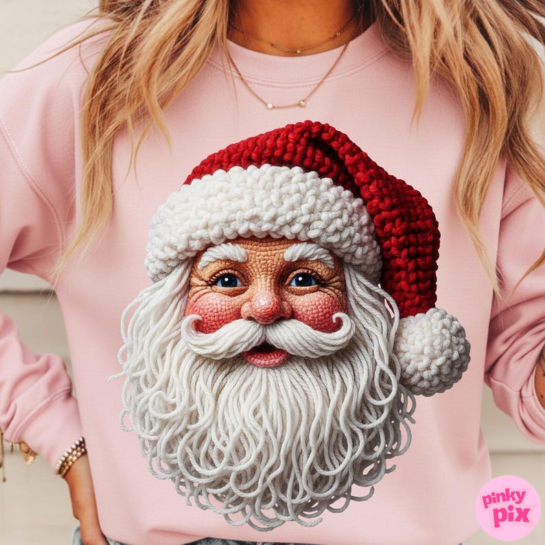 Faux Crochet Santa PNG: Cozy Yarn Texture Sublimation Design - Etsy