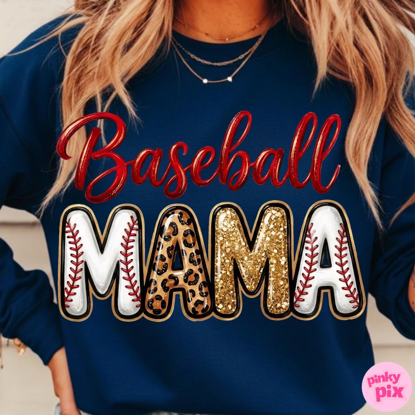 Baseball Mama PNG: Leopard Red White Brushstroke Glitter Sports ...