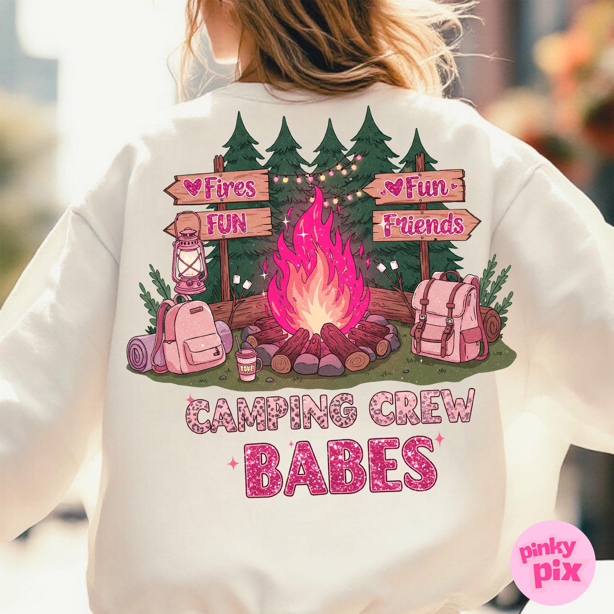 Camping Crew Babes PNG, Pink Campfire Glitter Clipart, Girls Camping ...