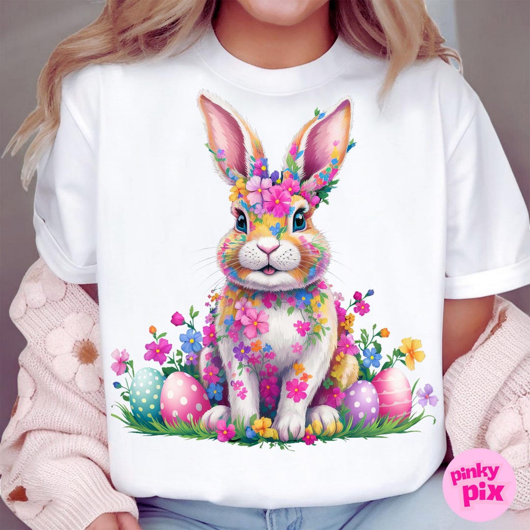 Floral Bunny PNG, Spring Rabbit Clipart, Easter Flowers Art, Watercolor ...