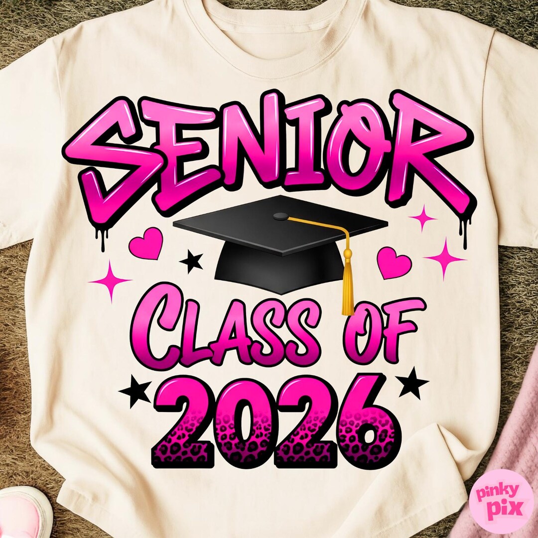 Senior Class of 2026 Graduation Png, Hot Pink Graffiti Leopard Print ...