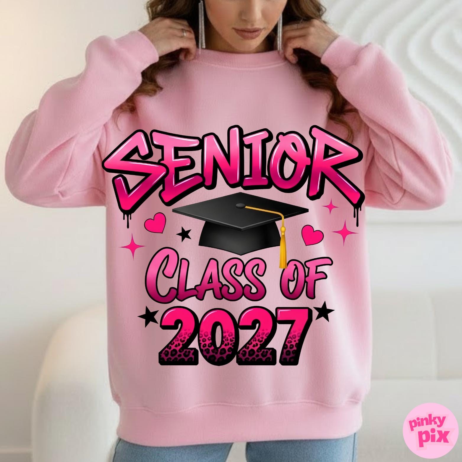 Senior Class of 2027 Png, Pink Graduation Leopard Sublimation, High ...