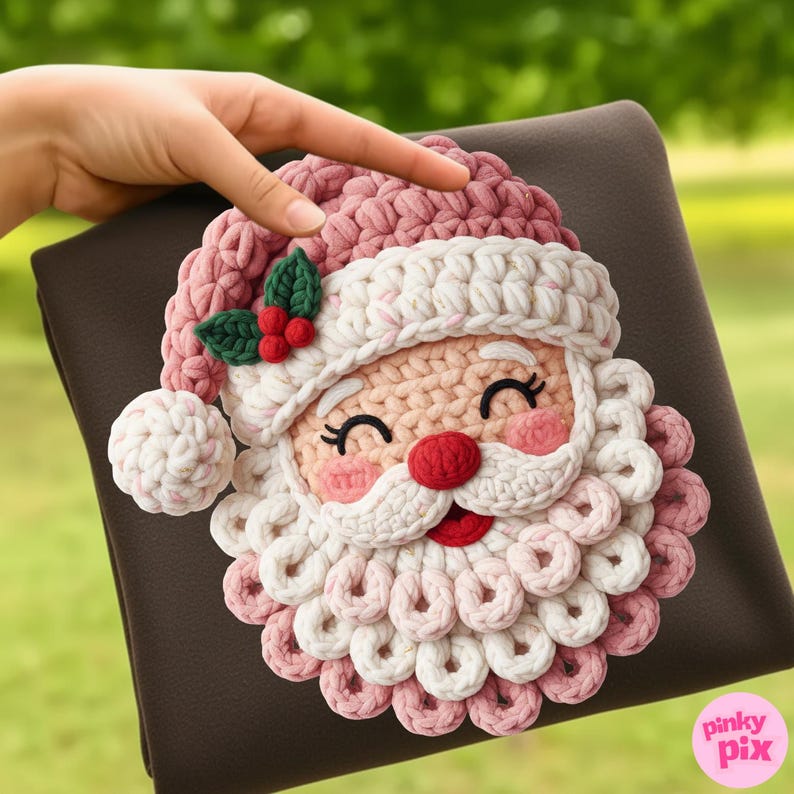 Faux Crochet Santa PNG: Pink Girly Christmas Sublimation Design - Etsy
